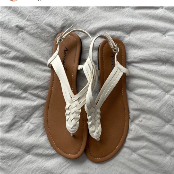 Shoes | Very Cute White And Tan Sandals Only Worn Once To Graduation ...